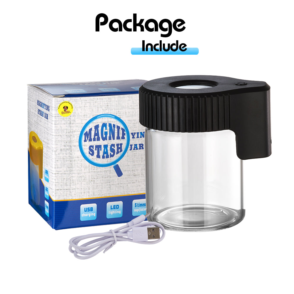 Mag Jar-Magnifying + LED Light Stash Jar – HONEYPUFF