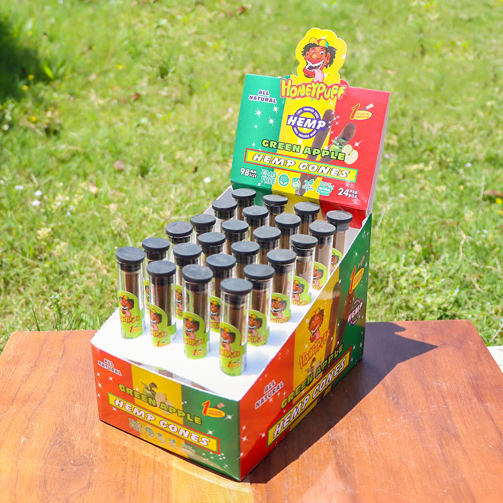 HONEYPUFF 98 mm Green Apple Flavored Pre Rolled Cones, Wood Tips Rolli