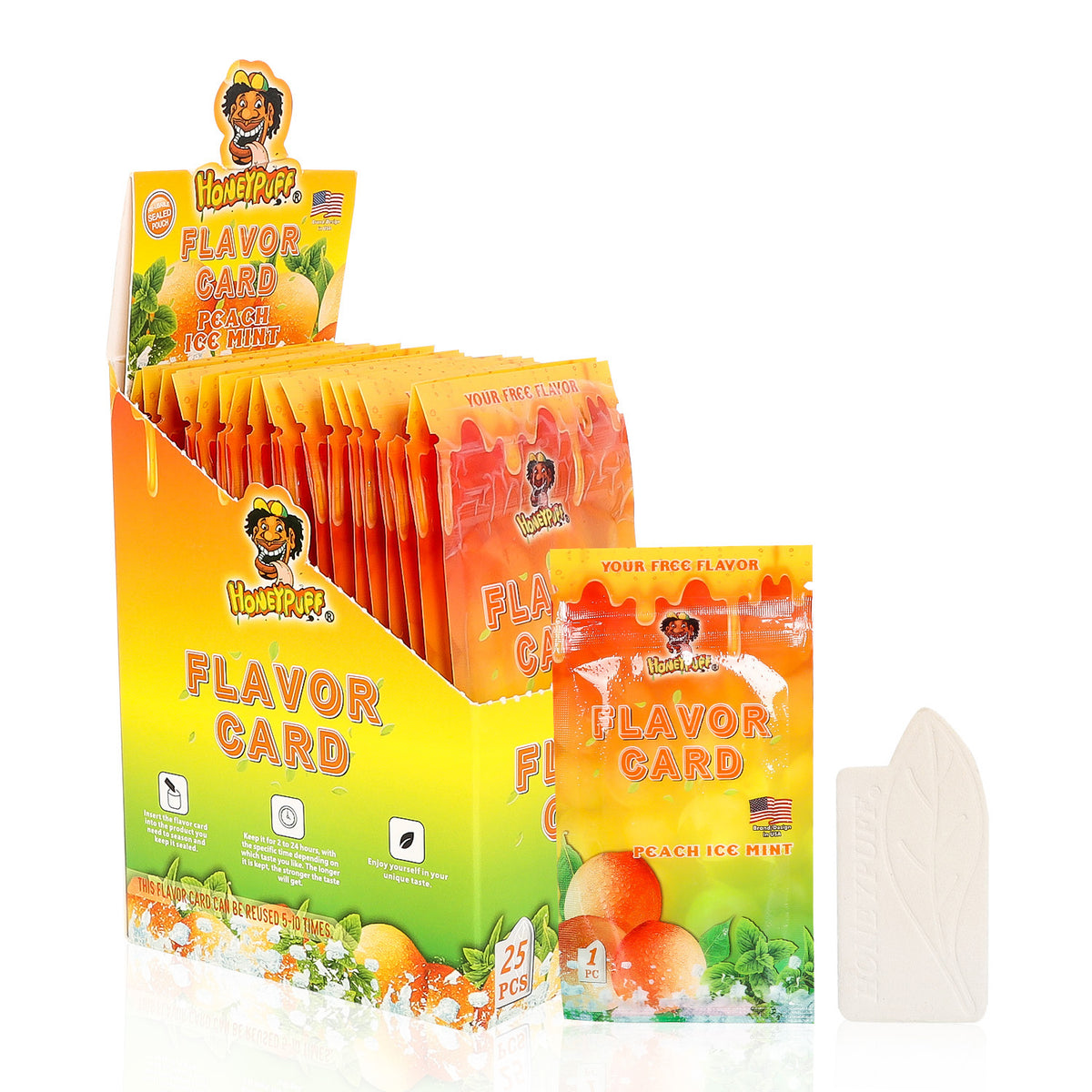 HONEYPUFF Peach Ice Mint Flavour Cards, King Size Cigarette Insert Inf
