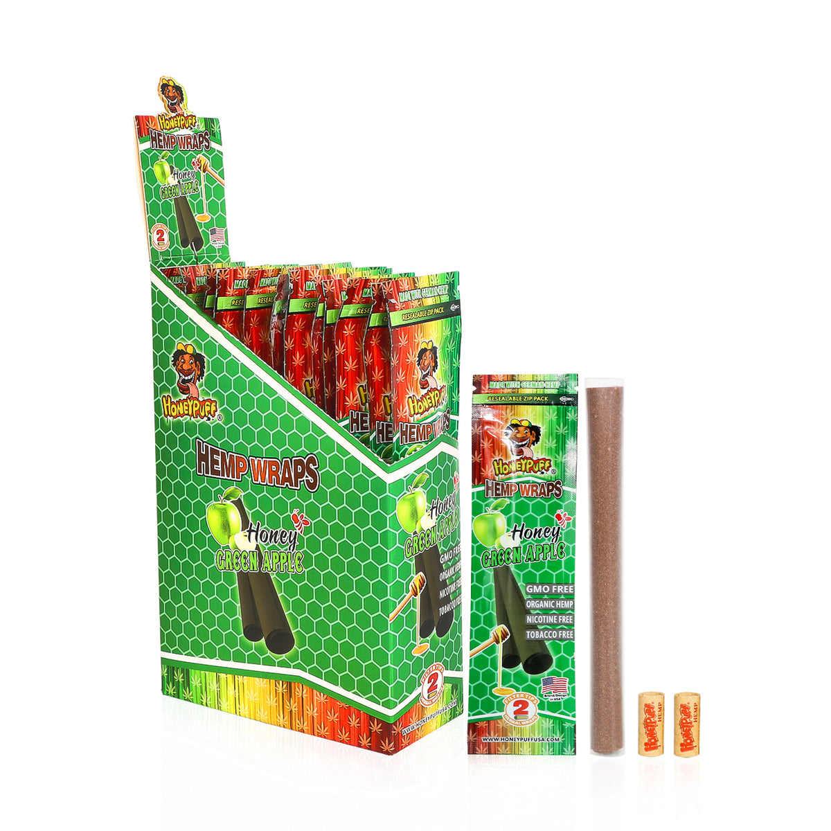 HONEYPUFF Green Apple Flavored Pre Rolled Cones, King Size Pre Rolled