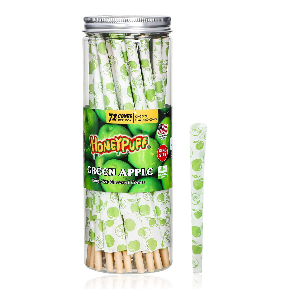HONEYPUFF Green Apple Flavored Pre Rolled Cones, King Size Rolling Con