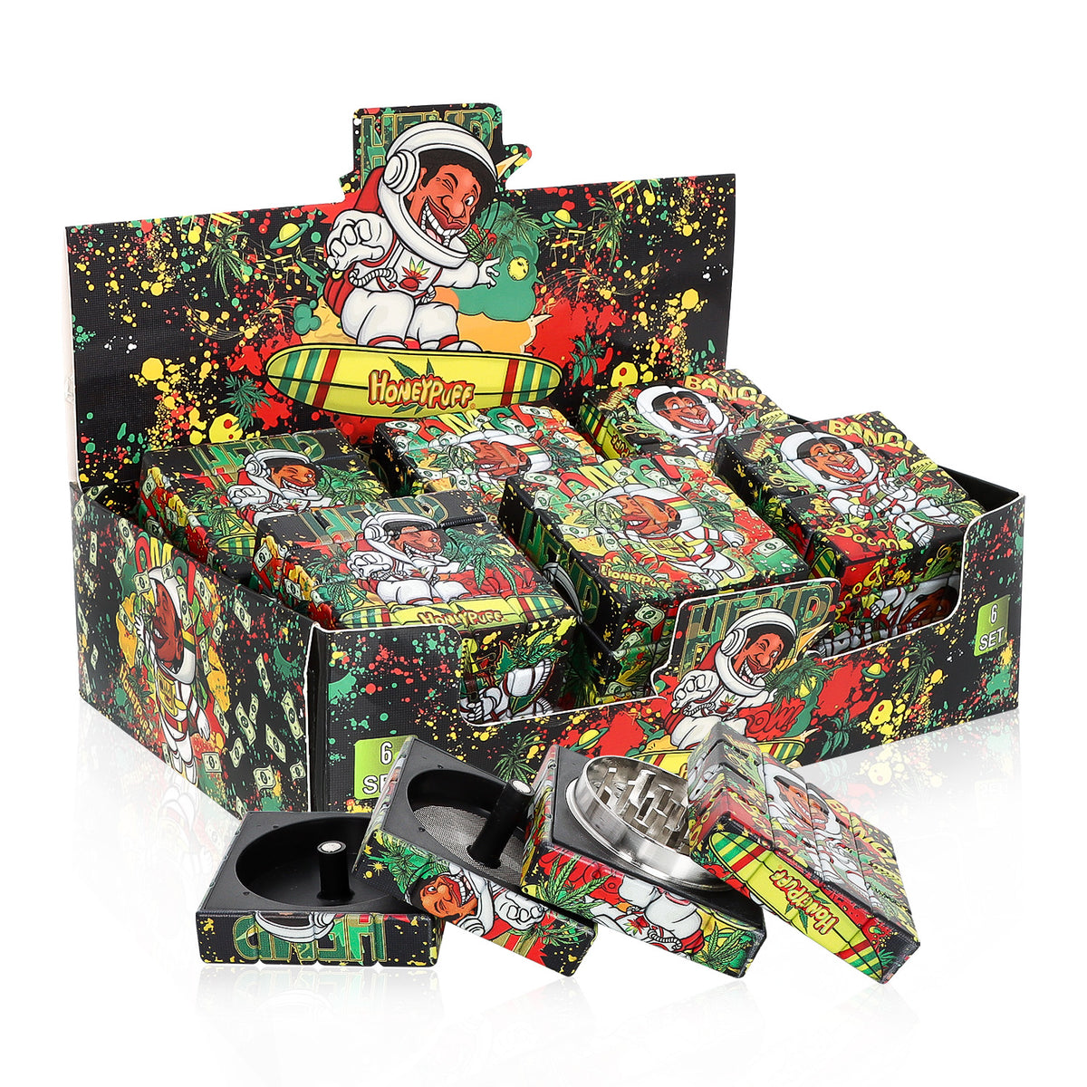 HONEYPUFF Cube Shape Plastic Smoker Grinder, 58 mm 4 Lay Herb Grinder,