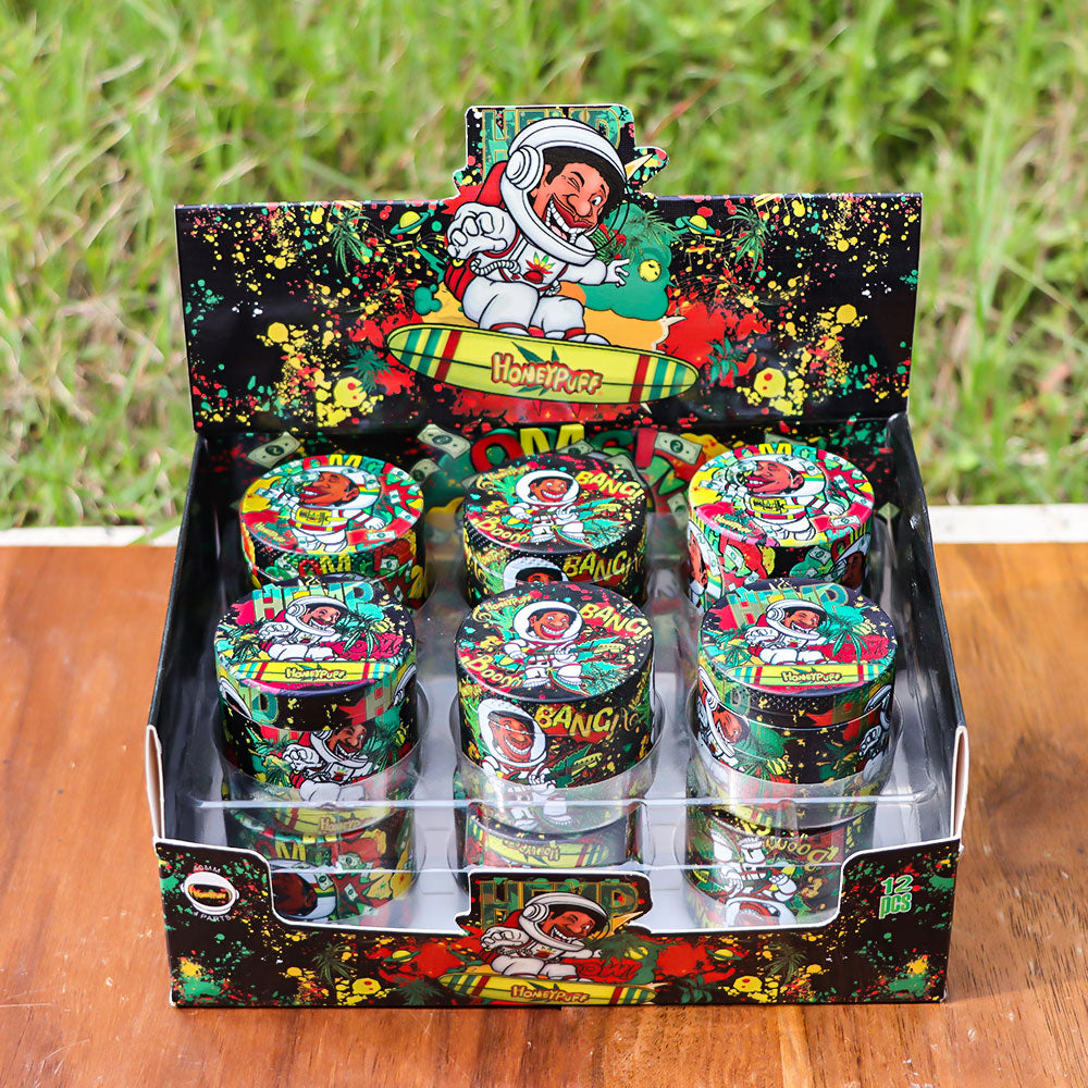 HONEYPUFF 50 mm Zinc Alloy Smoker Grinder, 4 Lay Metal Herb Crusher, 1