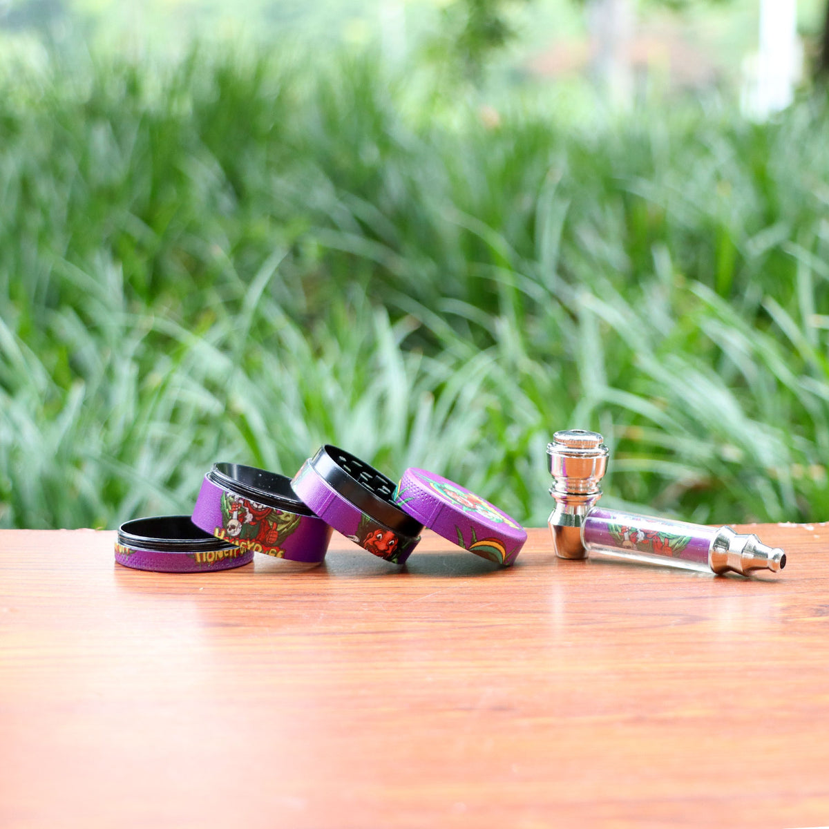 HONEYPUFF Purple Package Tobacco Pipe Kit, Glass Smoking Pipe With Met