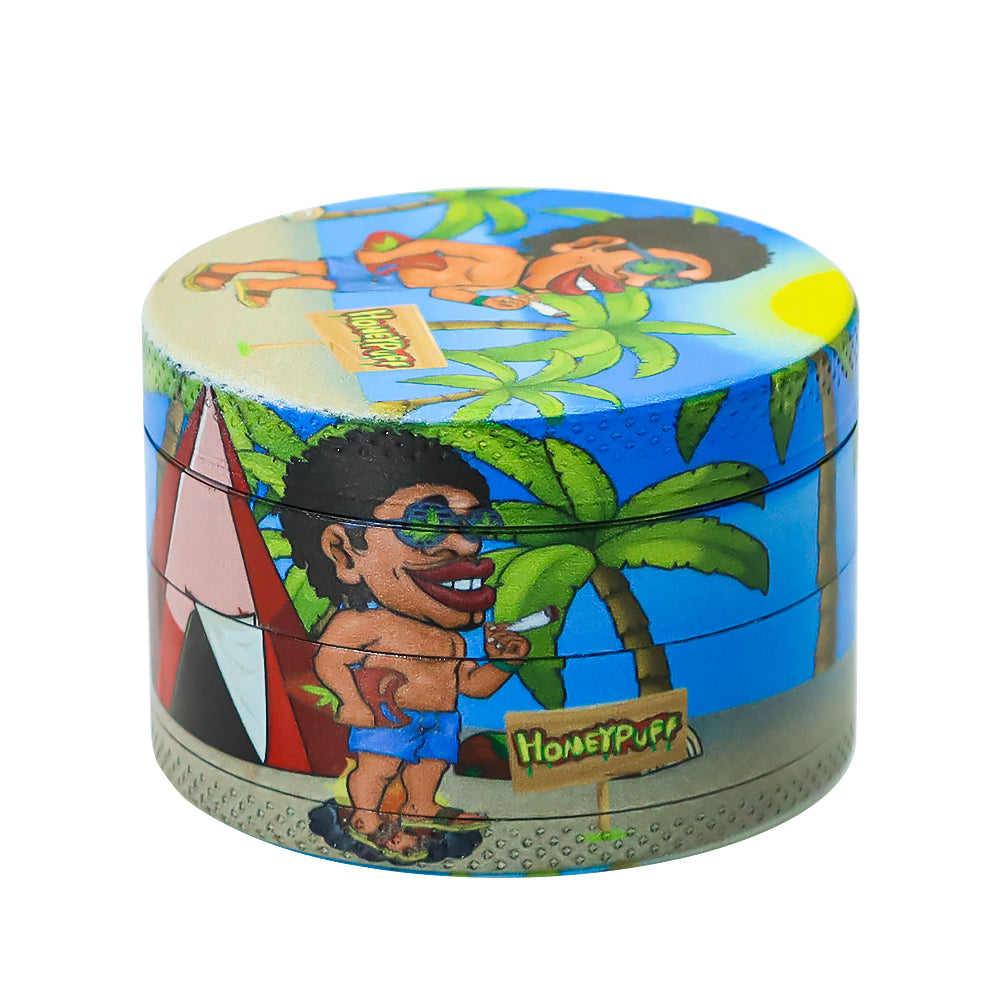 HONEYPUFF 50 mm Zinc Metal Herb Grinder, Rasta Style 4 Lay Smoker Grin